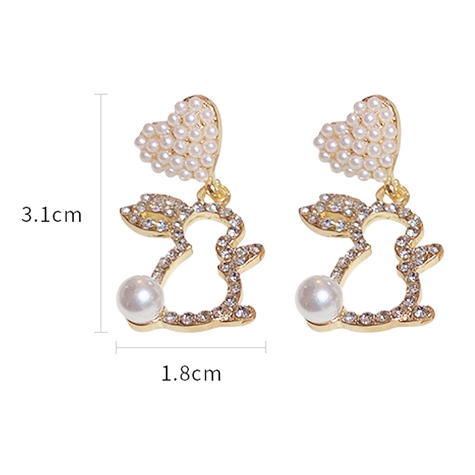 Easter Earrings for Women Handmade Bunny Dangle Earrings Easter Rabbit Dangle Drop Earrings Easter Dangle Earrings for Women Sparkling Pearl Bead Drop Earrings Spring Holiday Jewelry Gifts