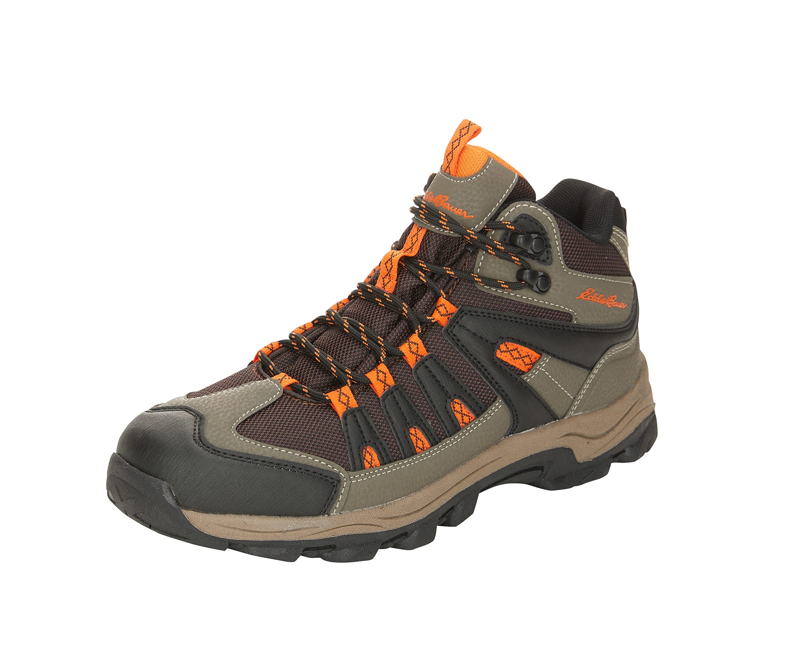Eddie Bauer Rainer Hiking Boots for Men | Water Resistant, Multi-Directional Lug Pattern Burly & Rugged Design Rubber Traction Outsole Cushioned Footbed