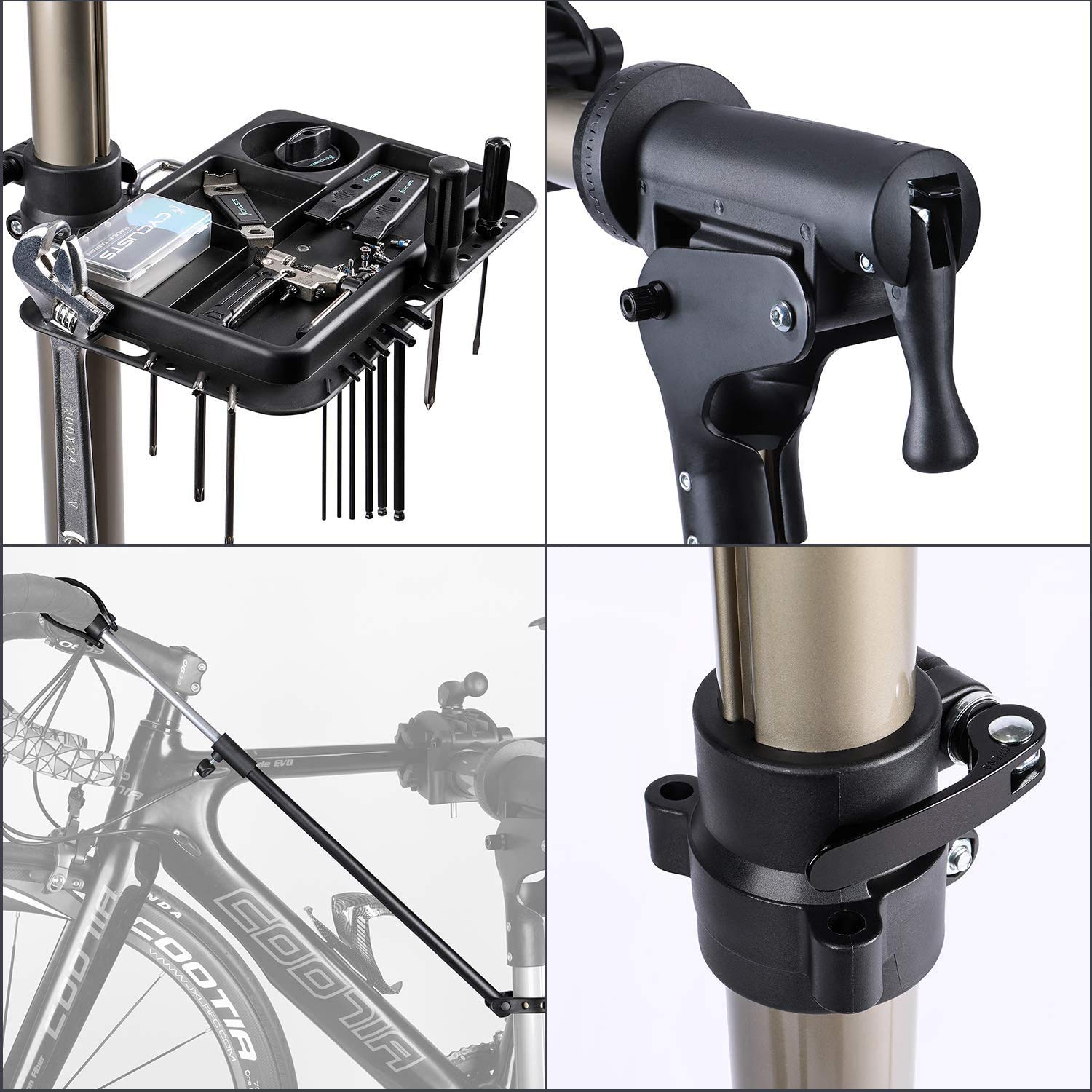 CXWXC Bicycle Repair Stand Height Adjustable + 27 Piece Bike Tool Kit Set