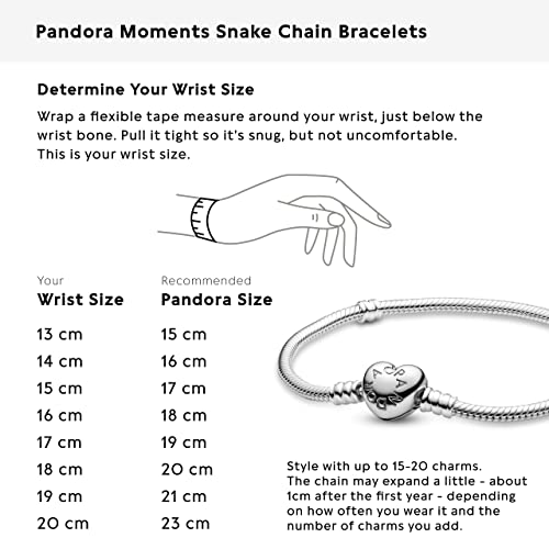 PANDORA Jewelry Moments Heart Clasp Snake Chain Charm Sterling Silver Bracelet, 6.3", No Box