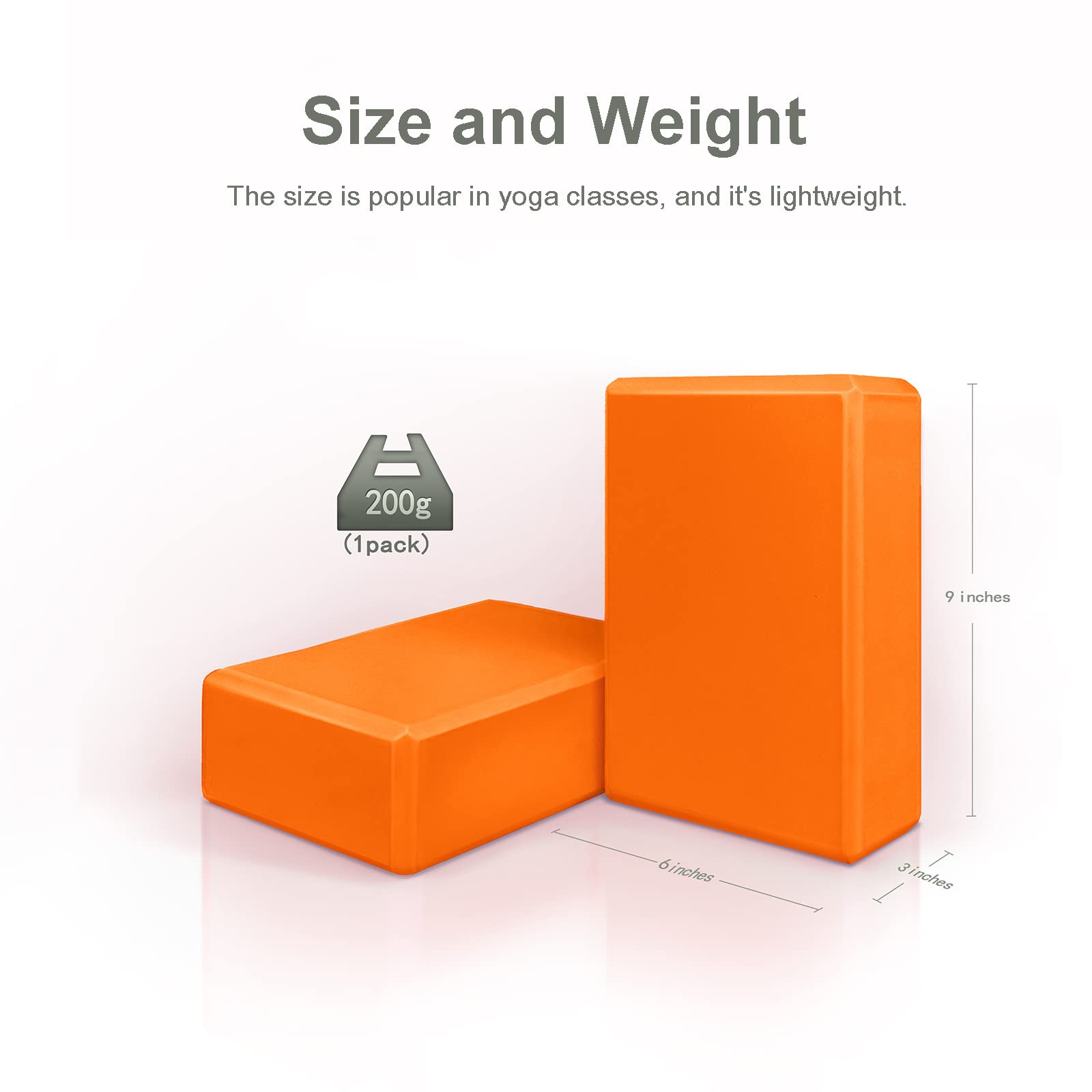 ENJIOKATE Yoga Block(Pack of 2), Comfortable to Touch, Suitable for Yoga, Pilates and Outdoor Exercises, Help Beginner Learn Asanas (Orange)
