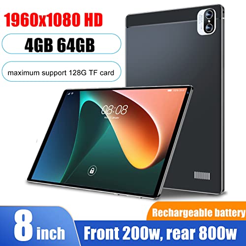 GUPE Calling Tablet, Support 128G TF Card 8 Inch Tablet Black 8in 1960x1080 HD Octa Core 100-240V for Video for Reading (US Plug)