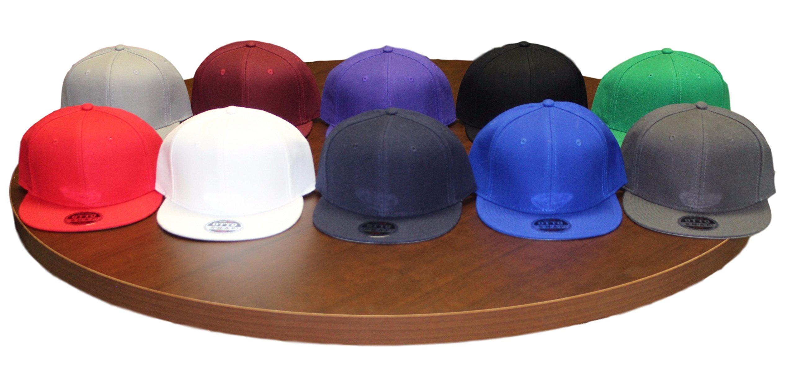 Custom Snapback Hat. Otto. Embroidered. Your Own Text Flatbill Bill Snapback. (Red/Black Bill)
