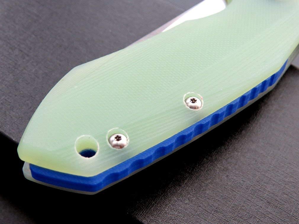 Eafengrow 0456 Folding Knife G10 Handle D2 Blade Ball Bearing Flipper Hunting Knife Pocket Camping Survival Outdoor Knife (Jade)