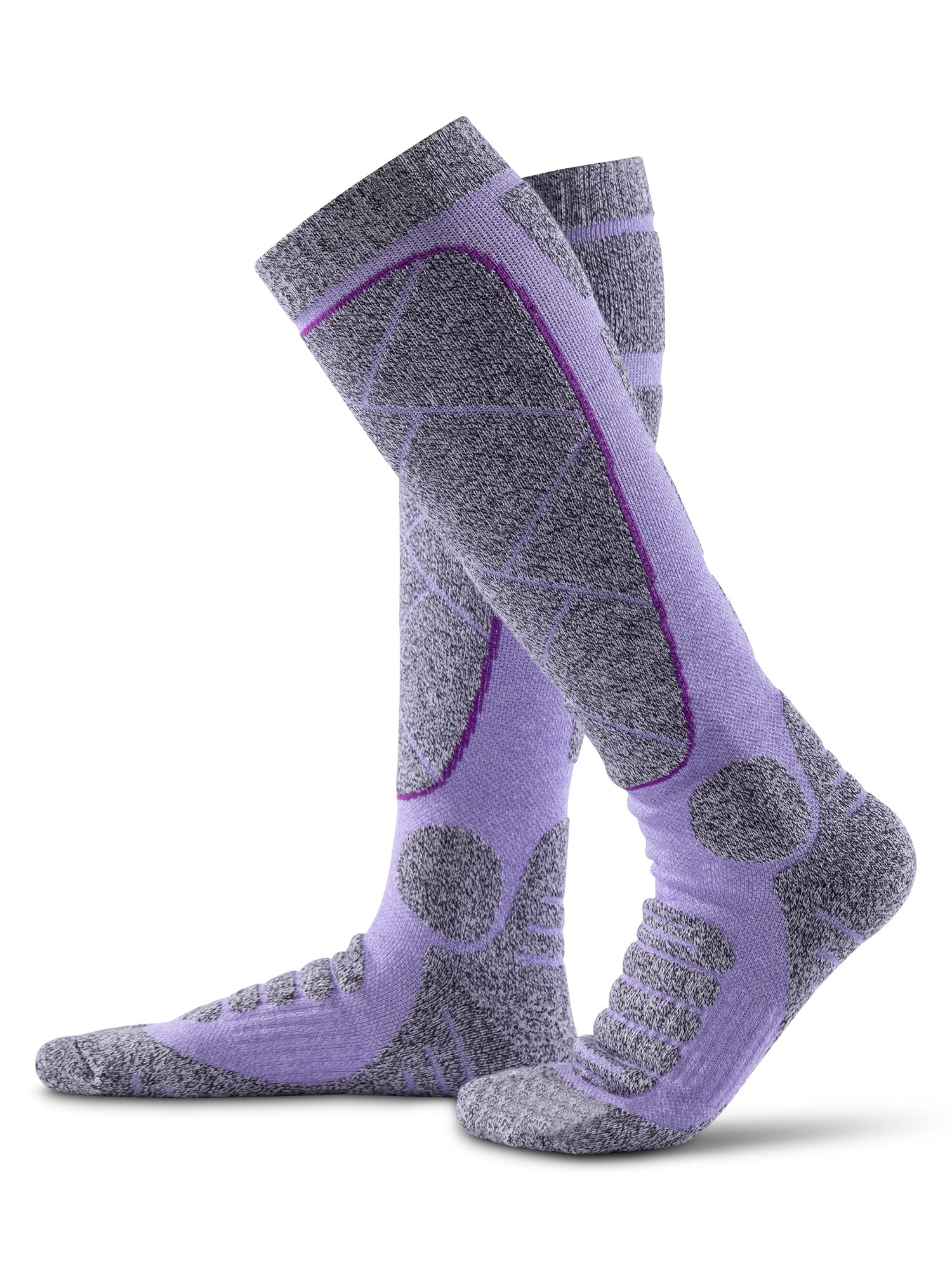 DaisyWood Women's Ski Socks for Skiing, Snowboarding, Hiking,Skating, Cold Weather, Winter Performance Socks 2-Pack, Multicolor, 6-12