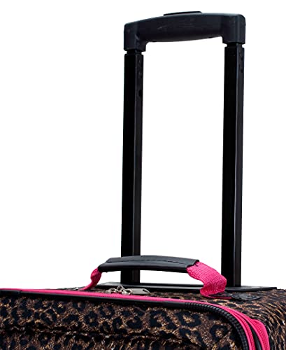 Rockland Jungle Softside Upright Luggage, Pink Leopard, 4-Piece Set (14/29/24/28)
