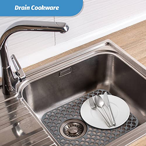 Finphoon Sink Protectors for Kitchen Sink,Kitchen Sink Mats, 2pcs 13.8'' X 11.4'' Sink Mats for Bottom of Kitchen Sink, Heat-Resistant Silicone Sink Protector for Side Drain