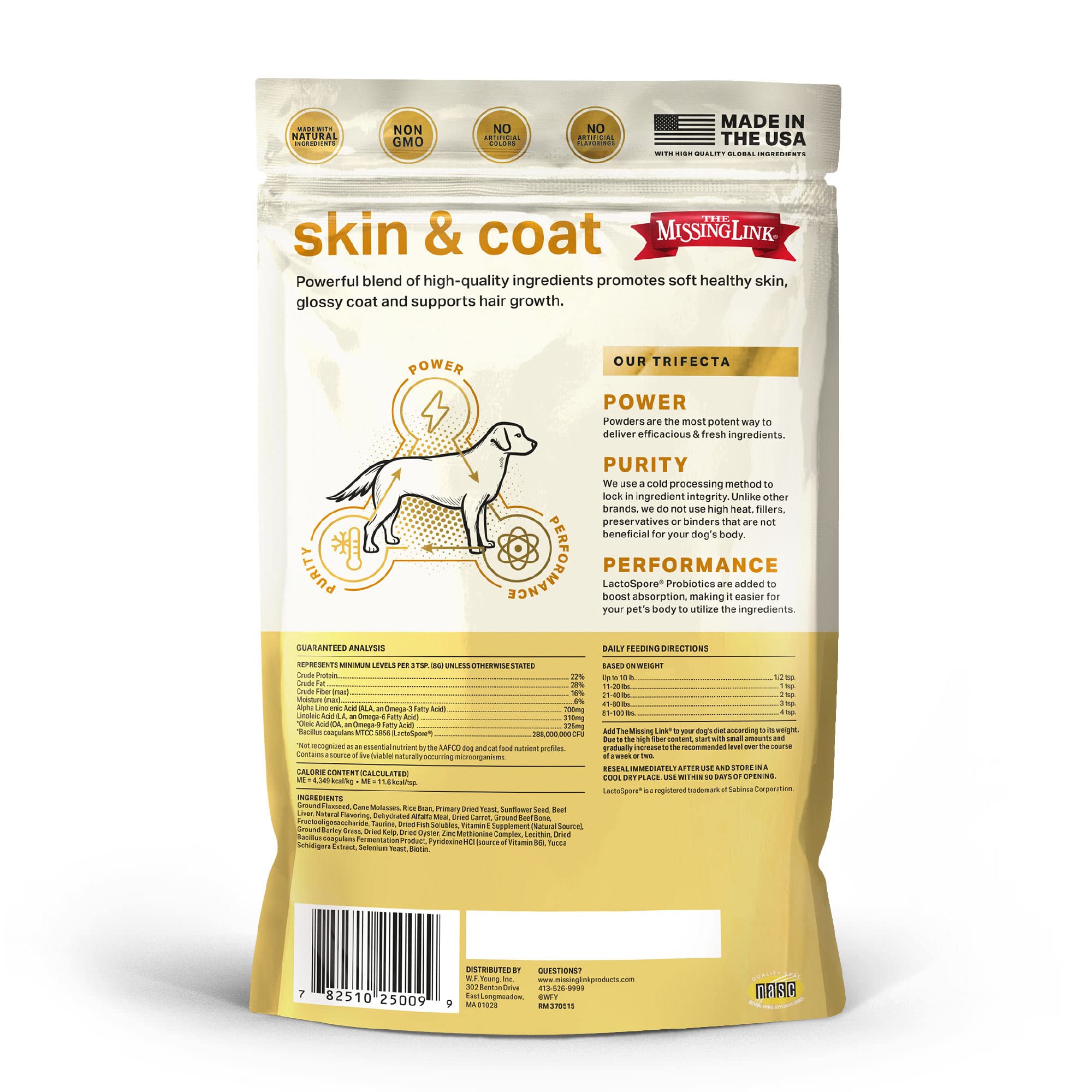 Missing Link Ultimate Skin and Coat Dog Supplement, 1 Pound each (Pack of 3)