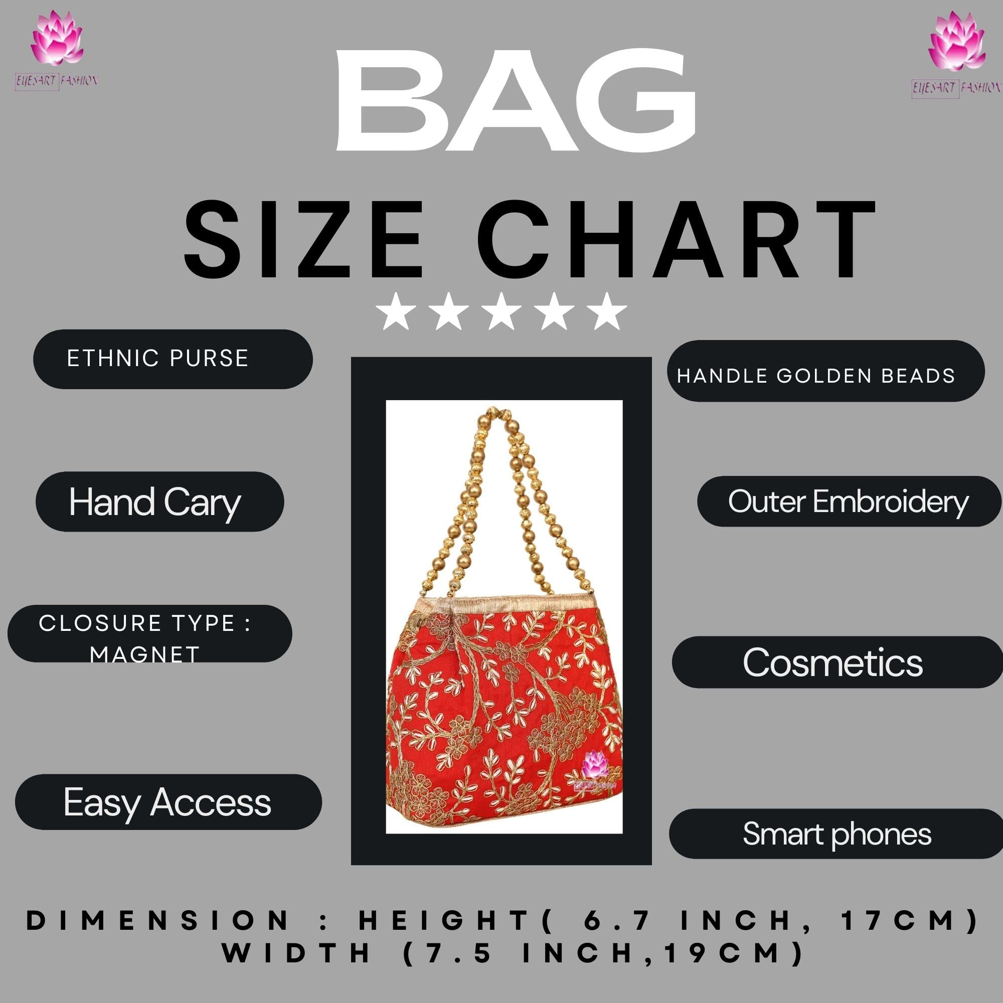 Ekavya Indian Ethnic Potli Bag wedding purse jewelry purse for girls (Dark Pink)