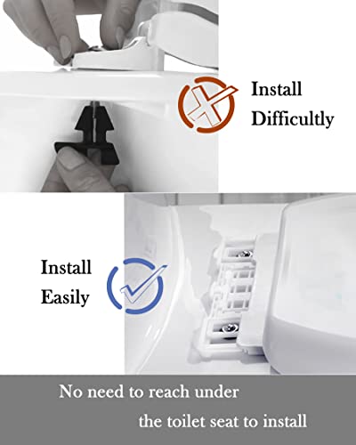 Toilet Seat Elongated, Toilet Cover, Quiet and Soft Close, Easy to Install and Remove, Ergonomic Design,Polypropylene(Plastic), White, for Elongated Oval Toilets (Long Hinge Frame)