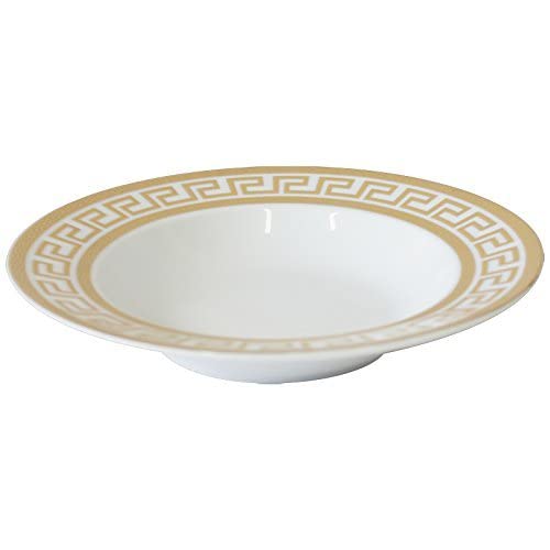 Euro Porcelain Vintage Gold 20 piece Dinnerware Dish Serving Set 'Greek Key Gold' - HQ Fine China Tableware Service for 4