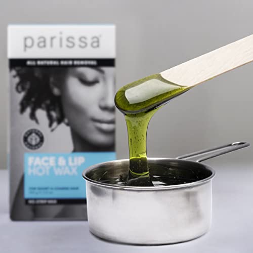 Parissa No-Strip Face & Lip Hot Wax Kit for Short & Coarse Hair Removal At-Home Waxing Kit on Face, Chin, and Upper Lip, Blue