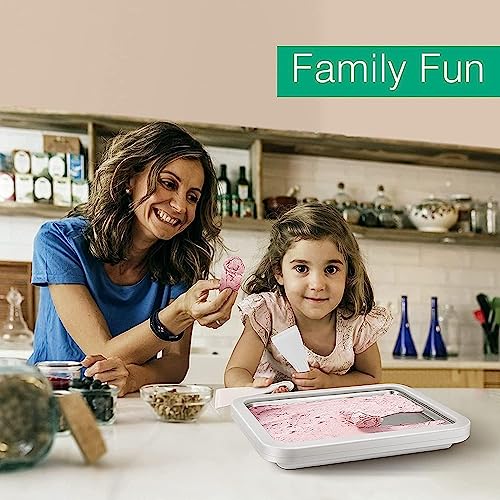 Roller Ice Cream Maker - Stainless Steel - 10 * 8 inch Family Large Size, DIY Soft Serve Machine for Homemade Ice Cream, Frozen Yogurt, Rolled Ice Cream