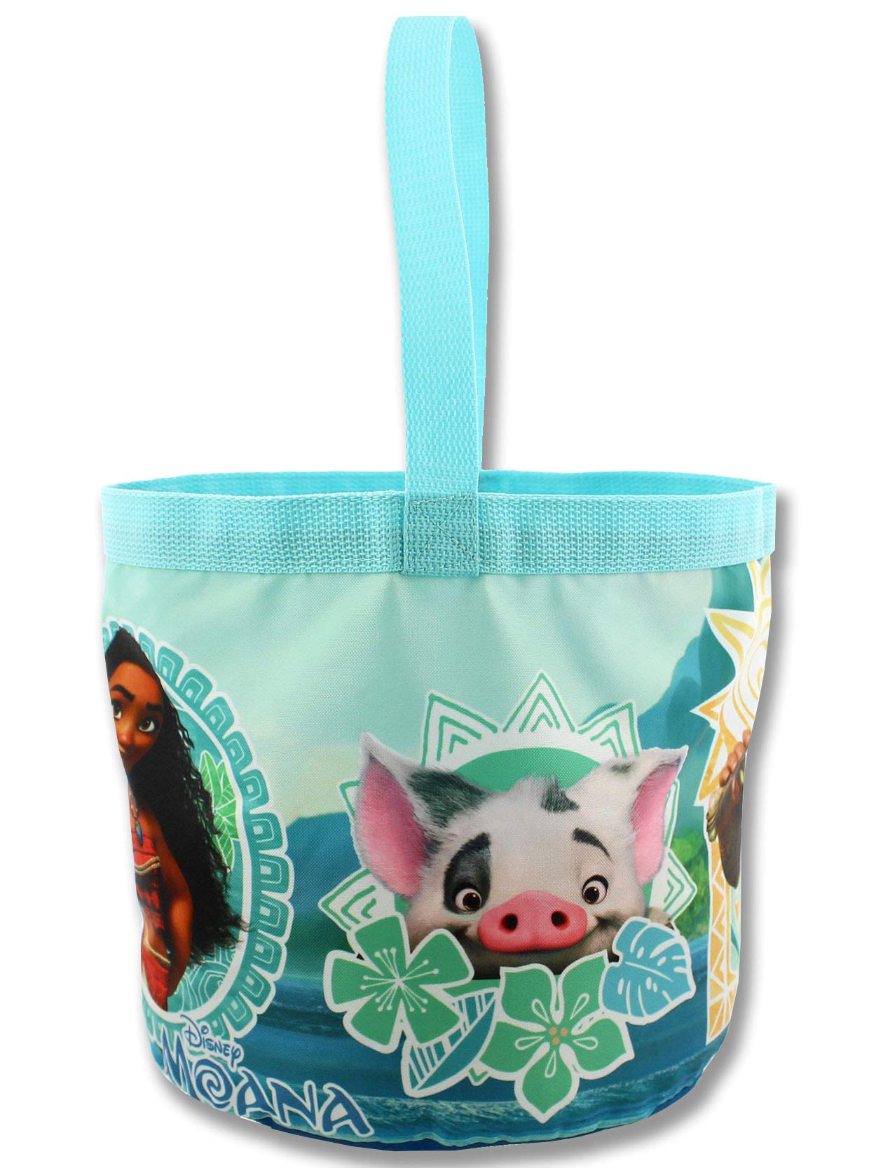Disney Moana Maui Girls Collapsible Nylon Gift Basket Bucket Tote Bag (One Size, Blue)