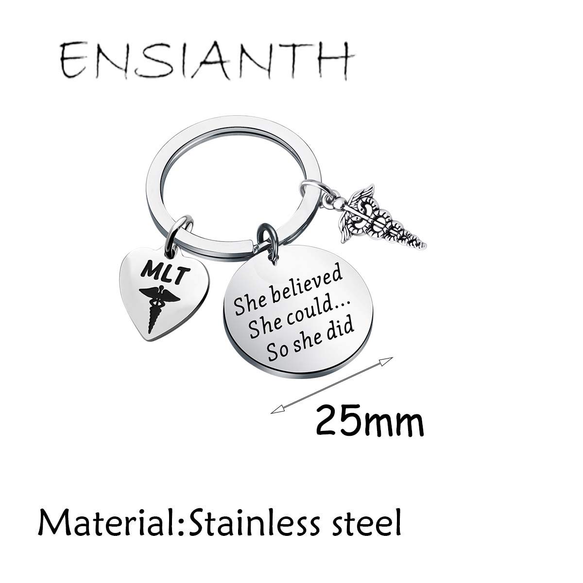 ENSIANTH MLT Gift Medical Lab Technician Keychain She Believed She Could So She Did Mlt Graduate Gift (MLT She believed KR)