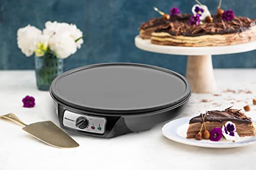 Elite Gourmet ECP-126 Electric Crepe Maker, Pancake, Hot Cakes and Non-stick Griddle with Spreader, Spatula and Recipes, 12", Black