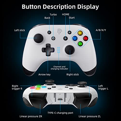 EasySMX Wireless Switch Pro Controller for Nintendo Switch/Lite/OLED/PC/iOS/Android,Wireless Controllers Gamepad with LED Light/Programmable/Motion Control/Vibration/Turbo/Wakeup