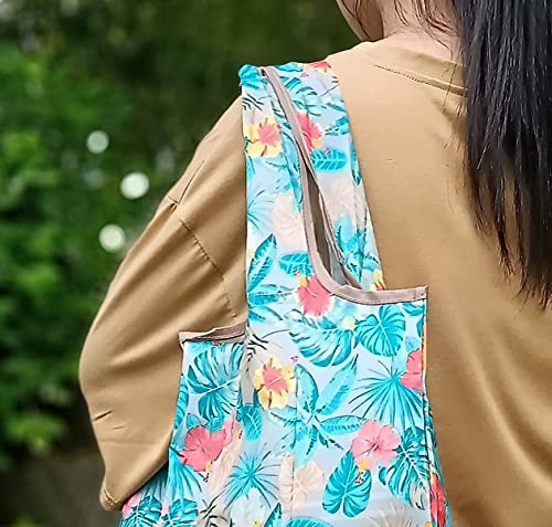 Fineget Folding Shopping Grocery Laundry Spare Tote Bag Perennial Leaf Aesthetic Foldable Beach Picnic Duffel Bag for Women Travel Hand Backpack Bag Camping Gym Sparts Changes Spare