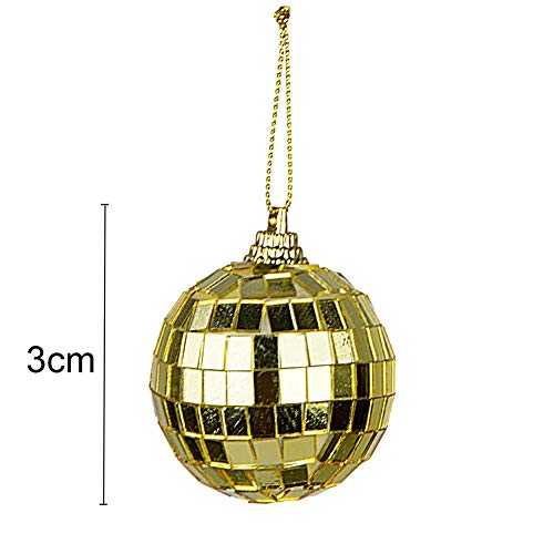 Christmas Baubles,Decoration Supply,36 Pcs Bright Reflective Mirror Disco Balls, 3cm Golden 90s Disco Ball Ornaments Christmas Tree Hanging Balls Pendants for Holiday Wedding Par