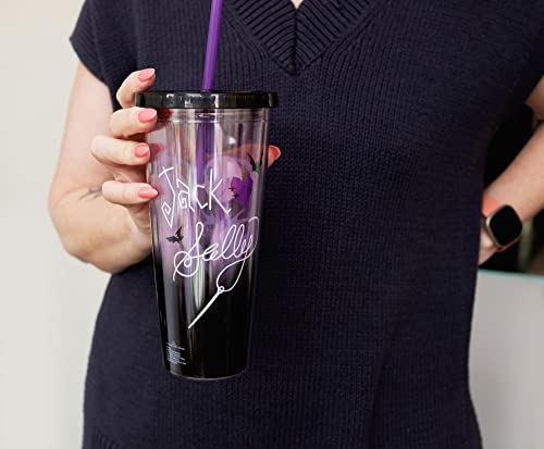 Disney The Nightmare Before Christmas 24-Ounce Carnival Cup With Reusable Straw and Leakproof Lid | Plastic Cold Cup For Boba Milk Tea Beverages, Home & Kitchen Essentials | Tim Burton Halloween Gifts