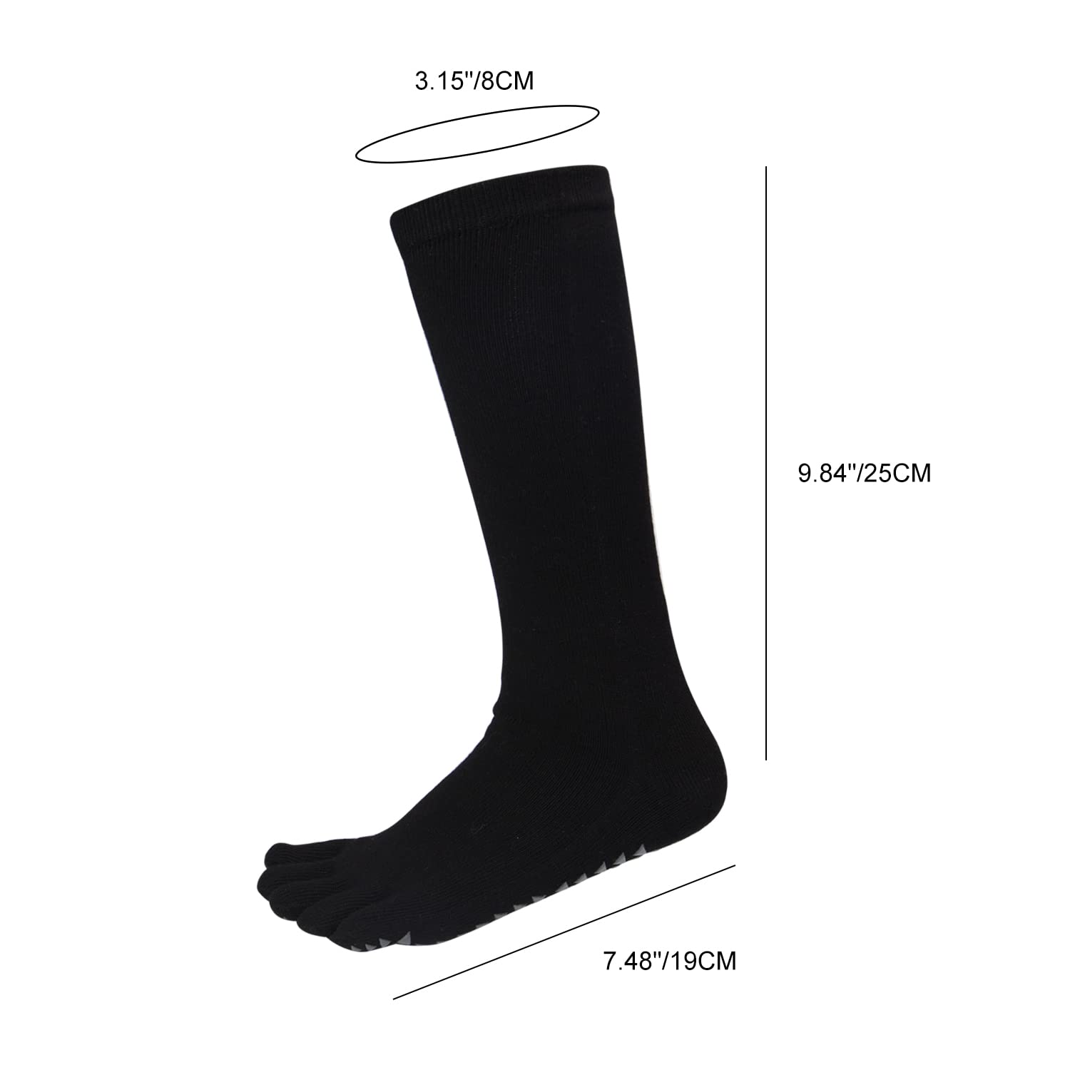 DOCILA Women's Yoga Sports Socks Five Toe Separator Socks Extra Grip Sock for Non Slip (Black)