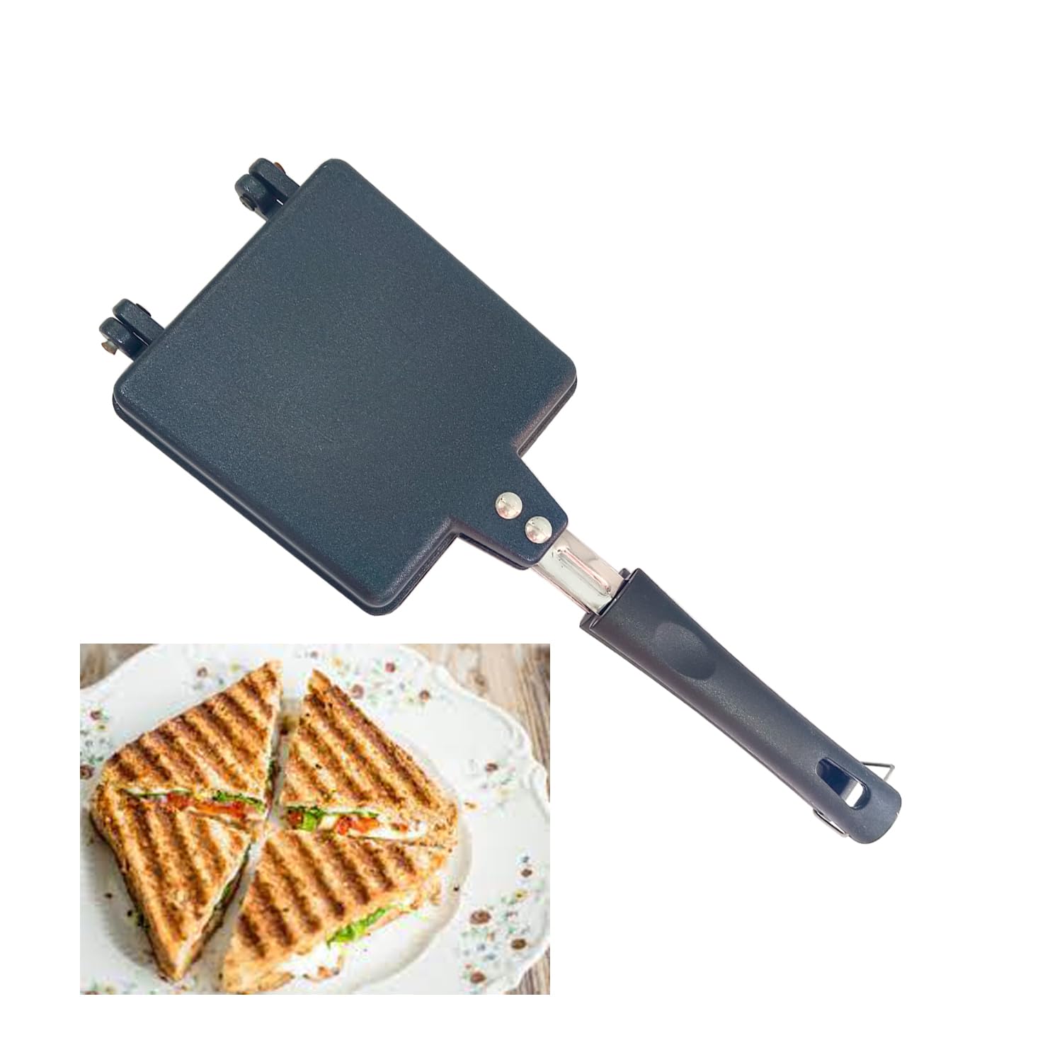 Gas Toaster Sandwich Maker Double Sided Grill Frying Pan Double-Sided Multi function Fry Pan Sandwich Toaster Breakfast Maker Grilled Sandwich Panini Maker Hand Toaster