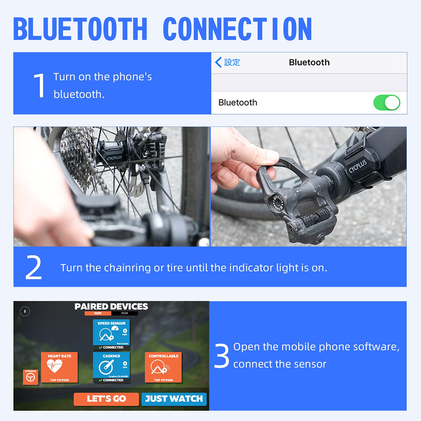 CYCPLUS Cycling Speed and Cadence Sensor Bluetooth & ANT+ Wireless Bike Cadence Sensor Speed IP67 Waterproof- C3 X 2