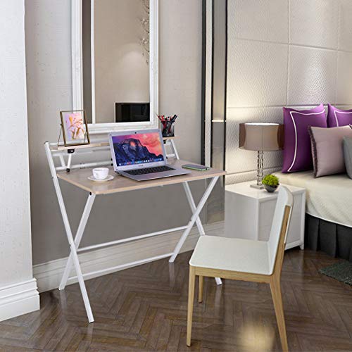 Tomppy 32inch Folding Desk for Small Spaces - Home Office Desk Simple Laptop Writing Table Multifunctional Study Writing Computer Desk Workstation for Home Office Use with Storage Shelf (1PC)