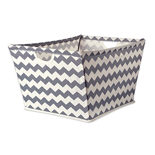 DII Collapsible Polyester Storage Bin, Trapezoid Chevron, Gray, Medium
