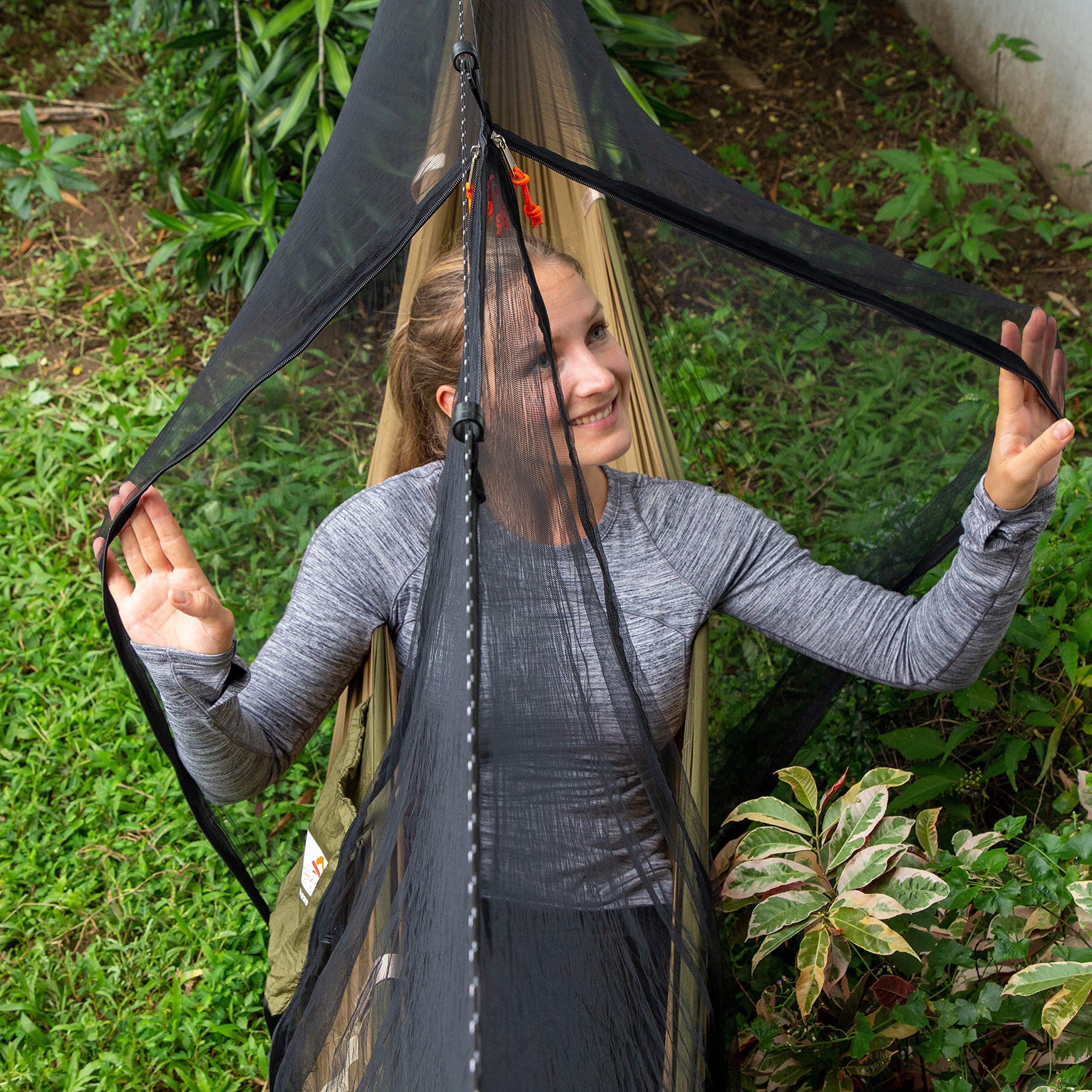 Cushy Camper Premium Hammock Mosquito Net - Portable Backpacking Protection - 11ftx4ft10 Hammock Bug Net Keeps Out Mosquitoes and Keeps You Cool - Mosquito Net for Hammock - Ultralight Camping Shelter