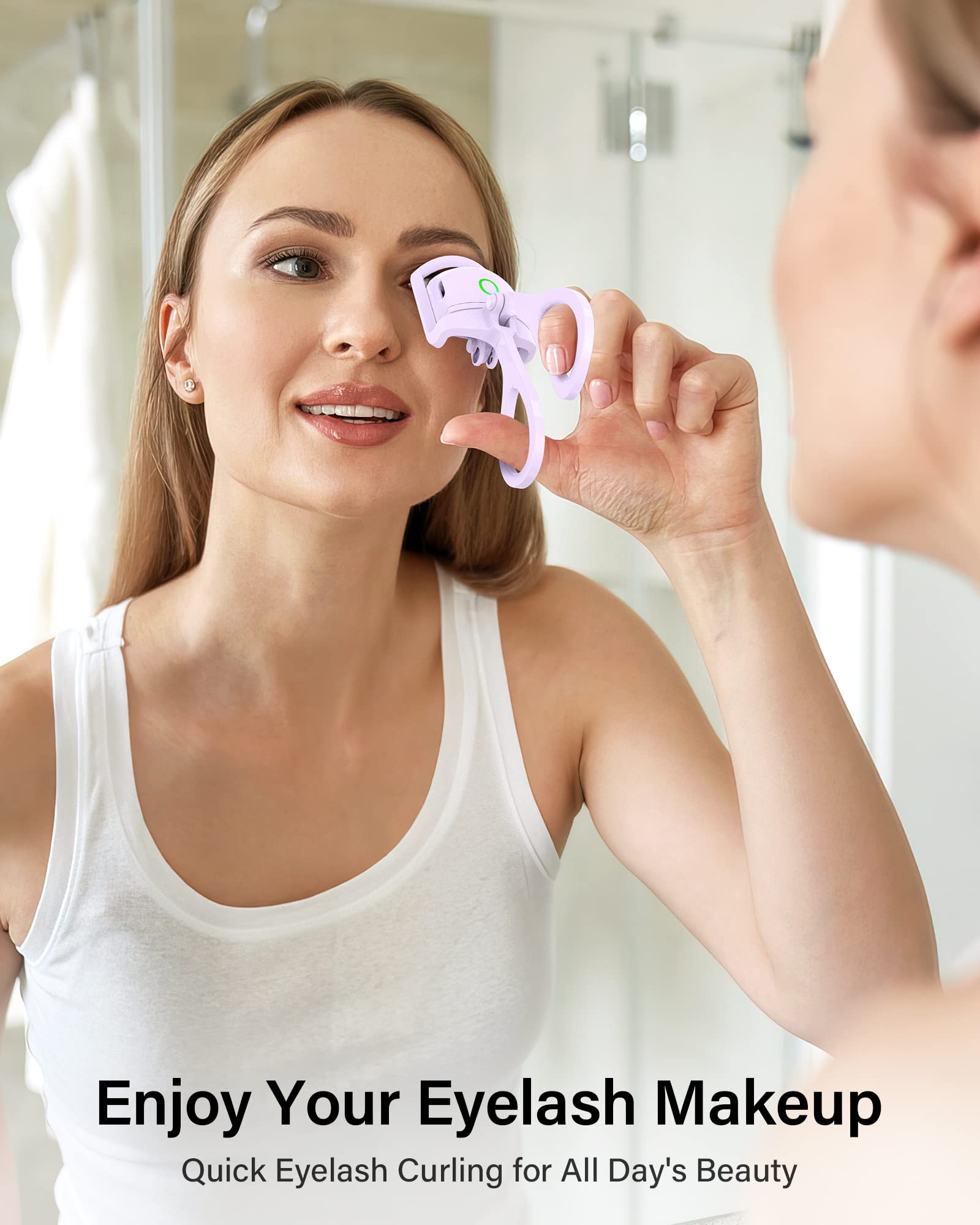 Heated Eyelash Curler,WU-MINGLU Electric Eyelash Curlers with Comb,USB Rechargeable Heated Eye Lash Curler,2 Heating Modes Quick Natural Curling Eye Lashes for Long Lasting- Purple