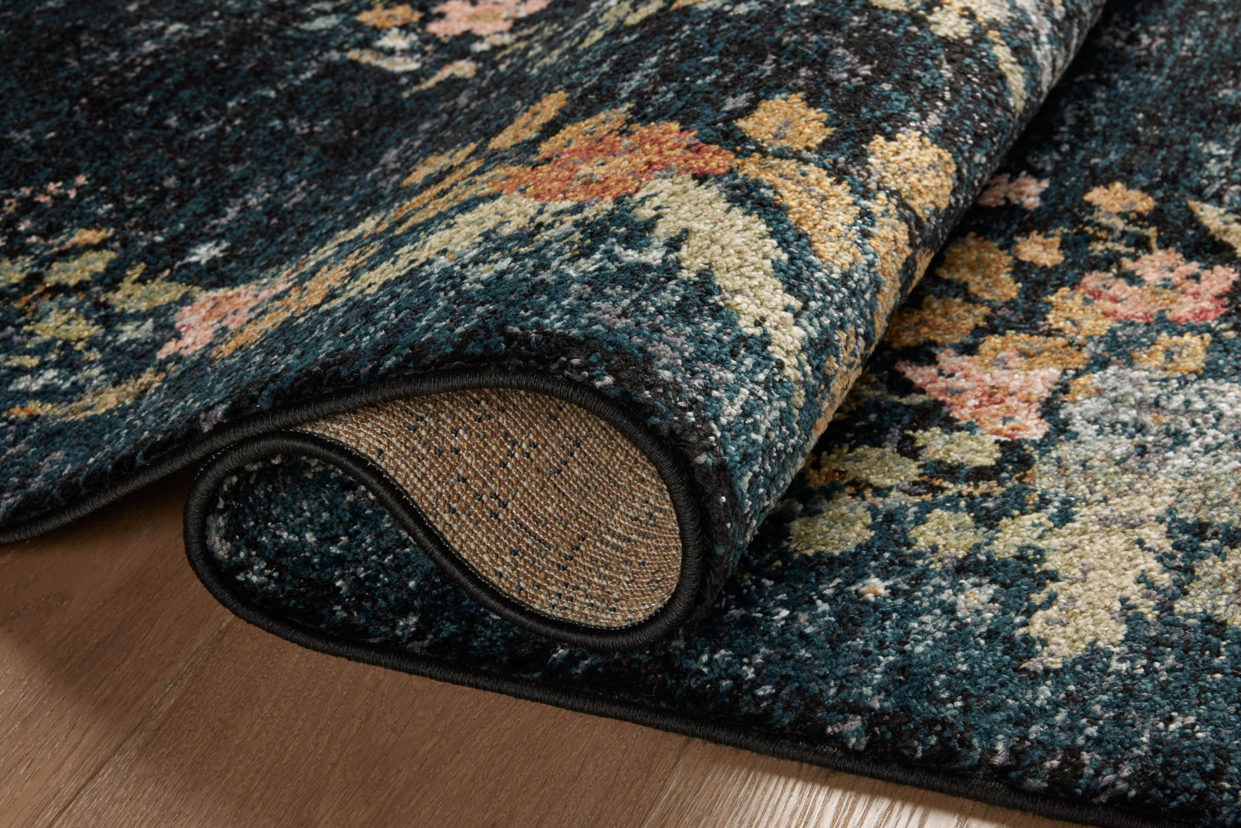 Loloi Rifle Paper Co. x Laurel Black 5'-3" x 7'-8" Area Rug