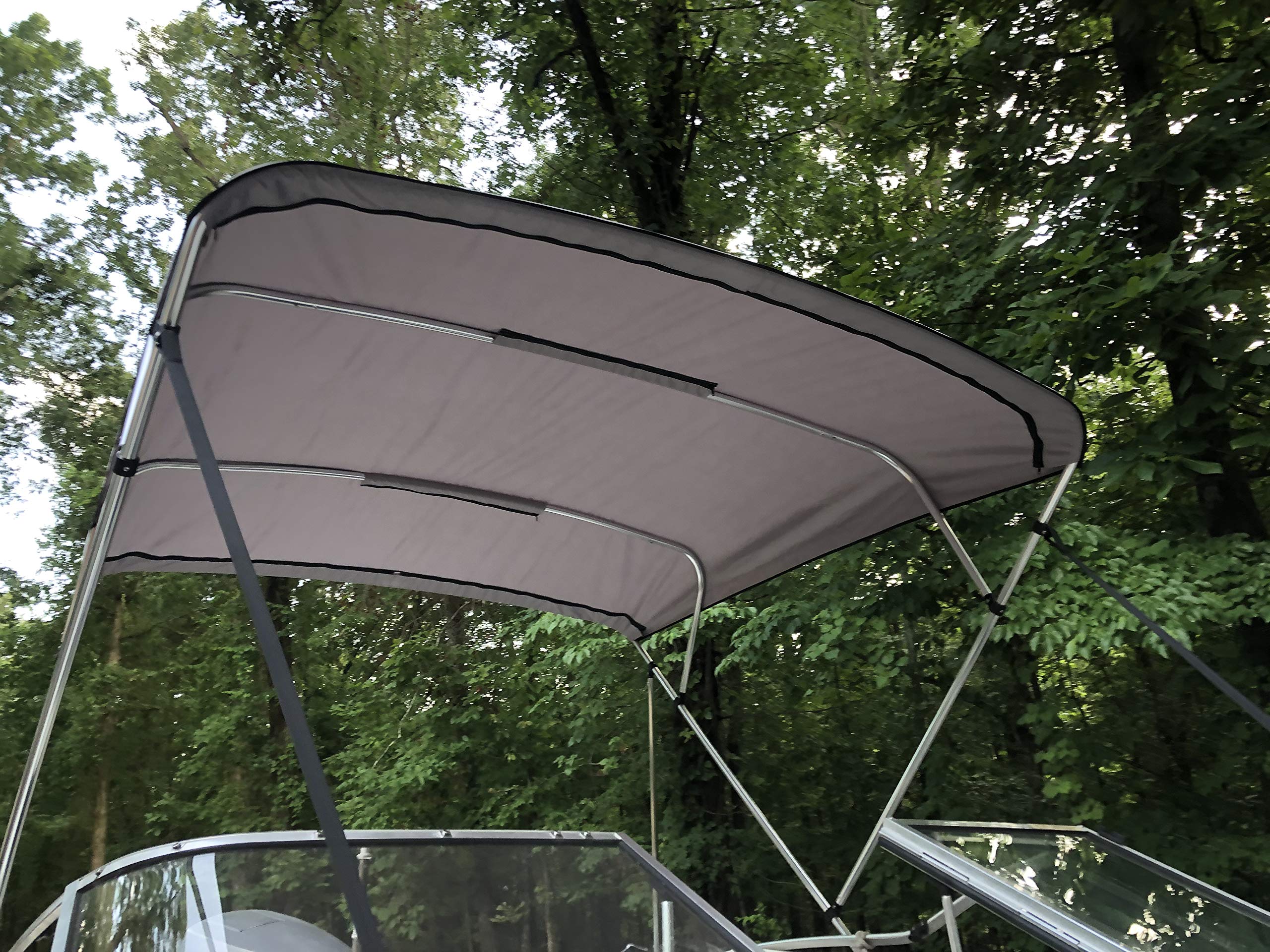 Cypress Rowe Outfitters Complete Bimini Top Kit, Frame, Canvas, Hardware, 10'L x 8'W Grey, 4 Bow, fits from 91"-96" Wide