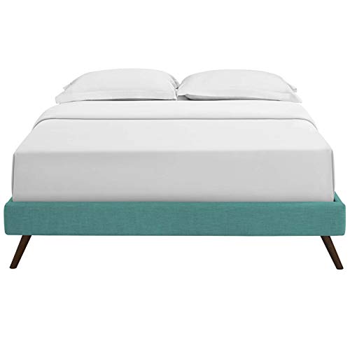 Modway Loryn Upholstered Queen Platform Bed Frame with Wood Slat Support in Teal
