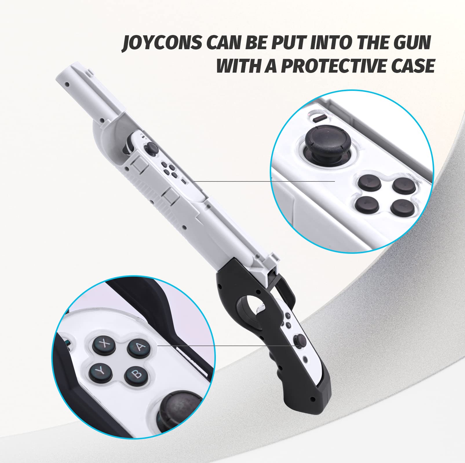 HEATFUN Game Controller Compatible with Nintendo Switch Games Wolfenstein 2: The New Colossus, Big Buck Hunter Arcade - Switch and Other Games - Black White