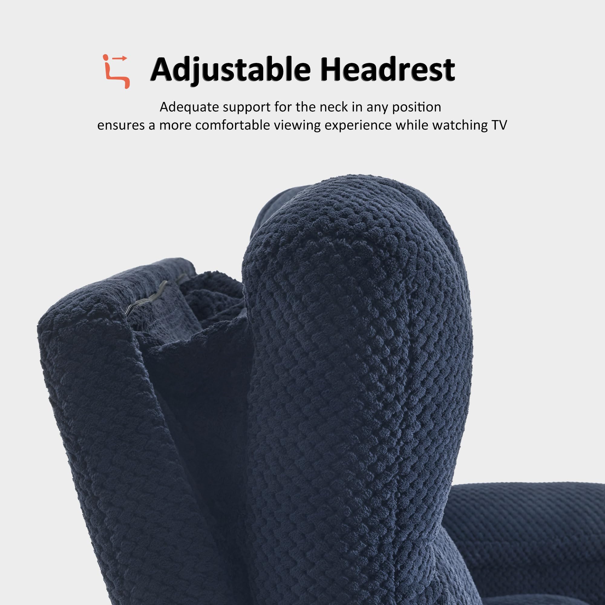 MCombo 64.6" Power Reclining Loveseat Sofa with Adjustable Headrest, Heat and Vibration, Fabric Electric Loveseat Recliner with USB Charge Ports for Living Room 6855 (Navy Blue)