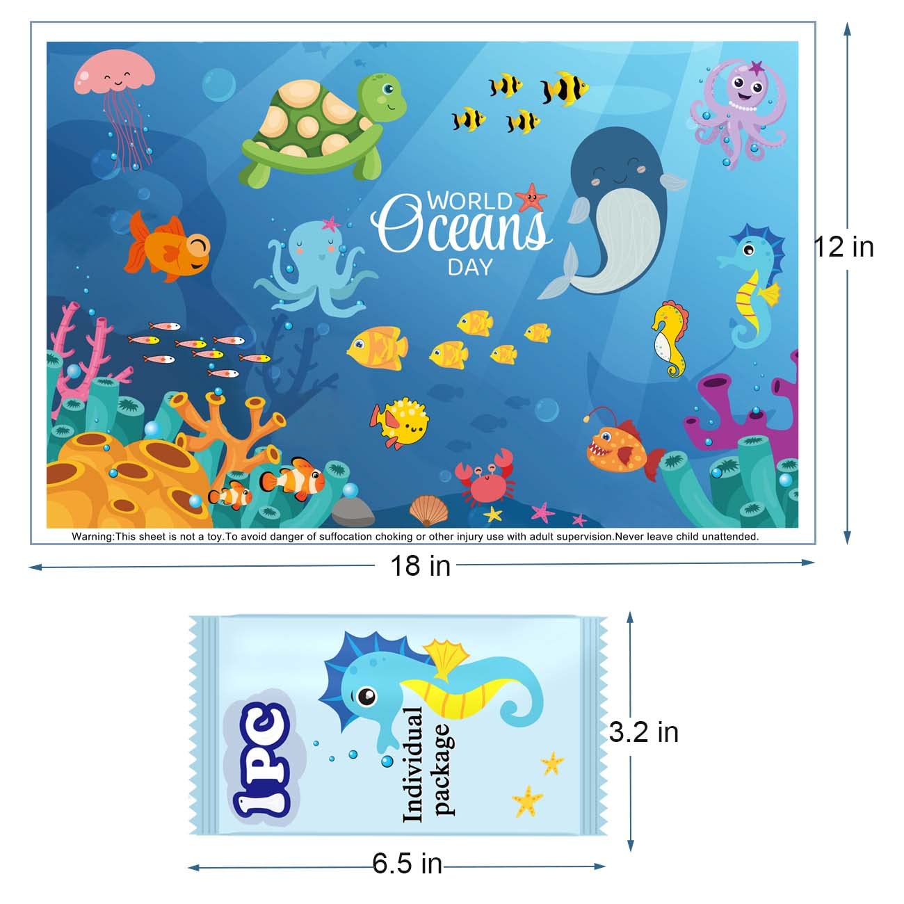 Disposable Stick-on placemats for Baby&Toddler&Kids, Sticky Table Cover placemats for Restaurant/Travel, Waterproof Cover 12''x18''(Individual Package)…