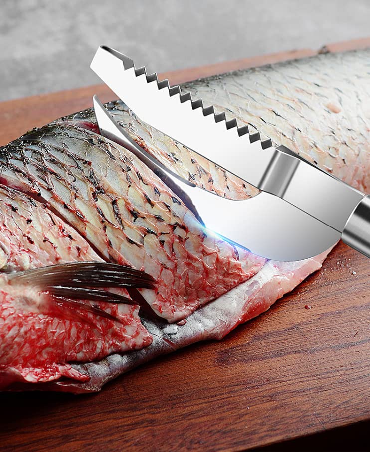 Fish Scale Knife Cut/Scrape/Dig 3-In-1, Fish Scale Knife, Fish Scaler Remover, 3-In-1 Fish Scaler Remover Cutter, Stainless Steel Fish Scale Remover, Stainless Steel 3 In 1 Fish Maw Knife (one)