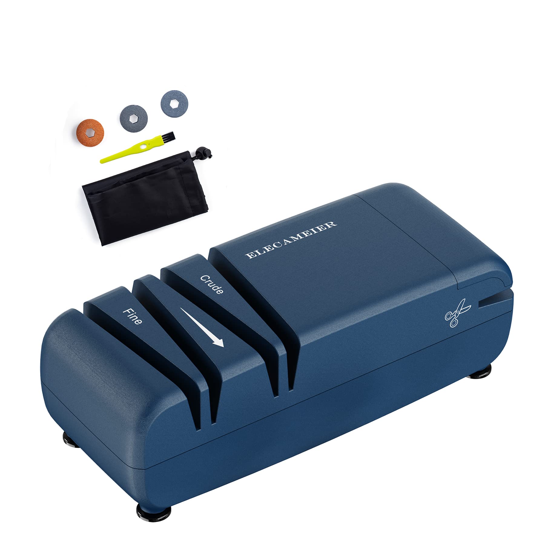 Electric Knife Sharpener New 2.0,Elecameier 15 Degree Professional Kitchen Knife Sharpeners Easy To Use And Quickly Sharpening Of Chef Knifes/Pocket Knife/Scissors Custom Prussian Blue