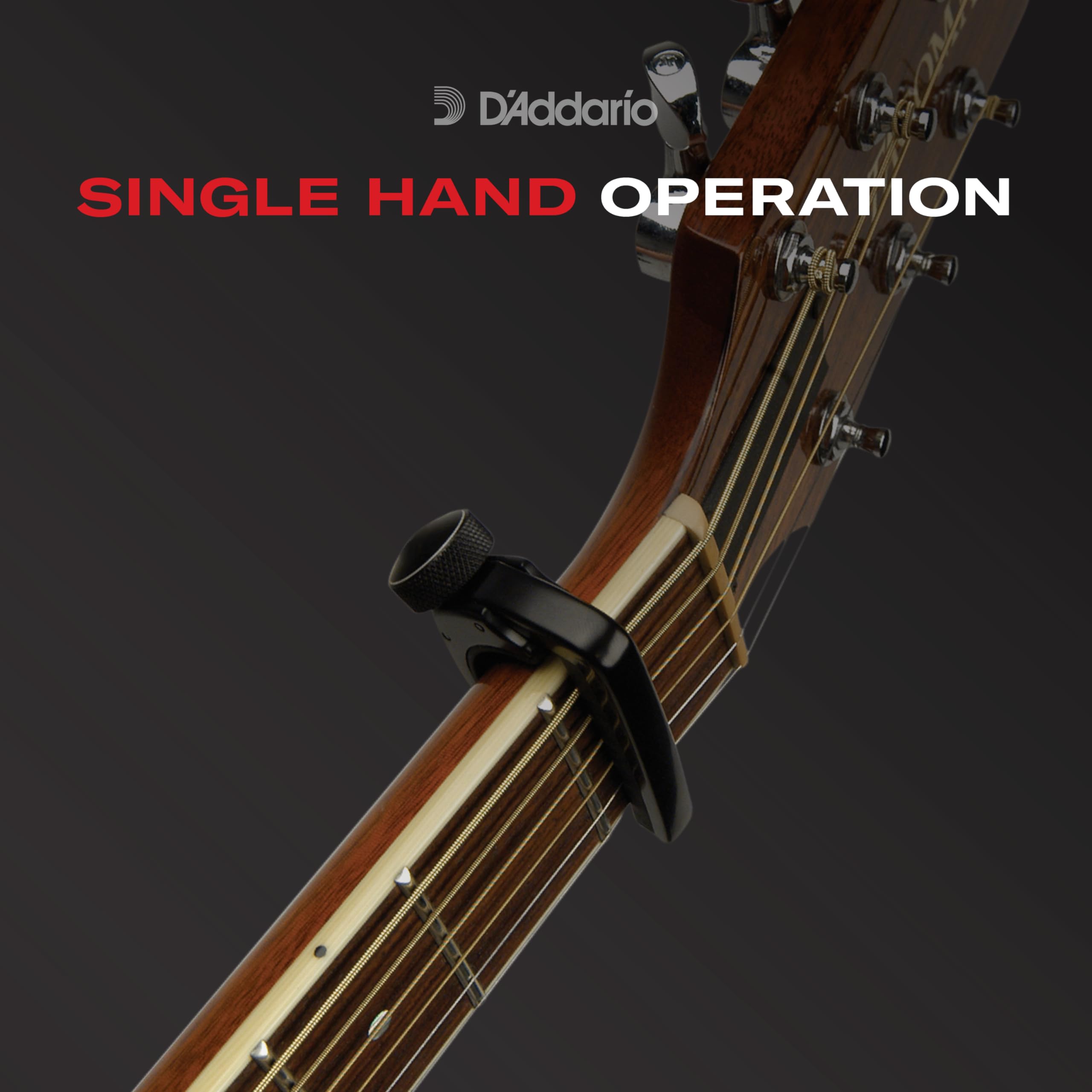 D'Addario Accessories Ukulele Pro Capo - For Soprano, Concert, Tenor, Baritone Ukuleles - 4 String Ukulele Capo - Micrometer Tension Adjustment for Buzz-Free, In-Tune Performance - Black