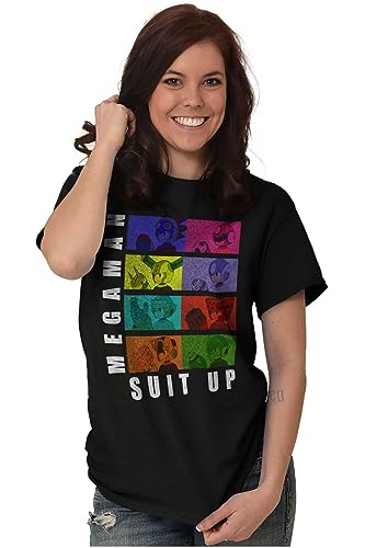 Classic Video Game Mega Man Suit Up Graphic T Shirt Men or Women Black