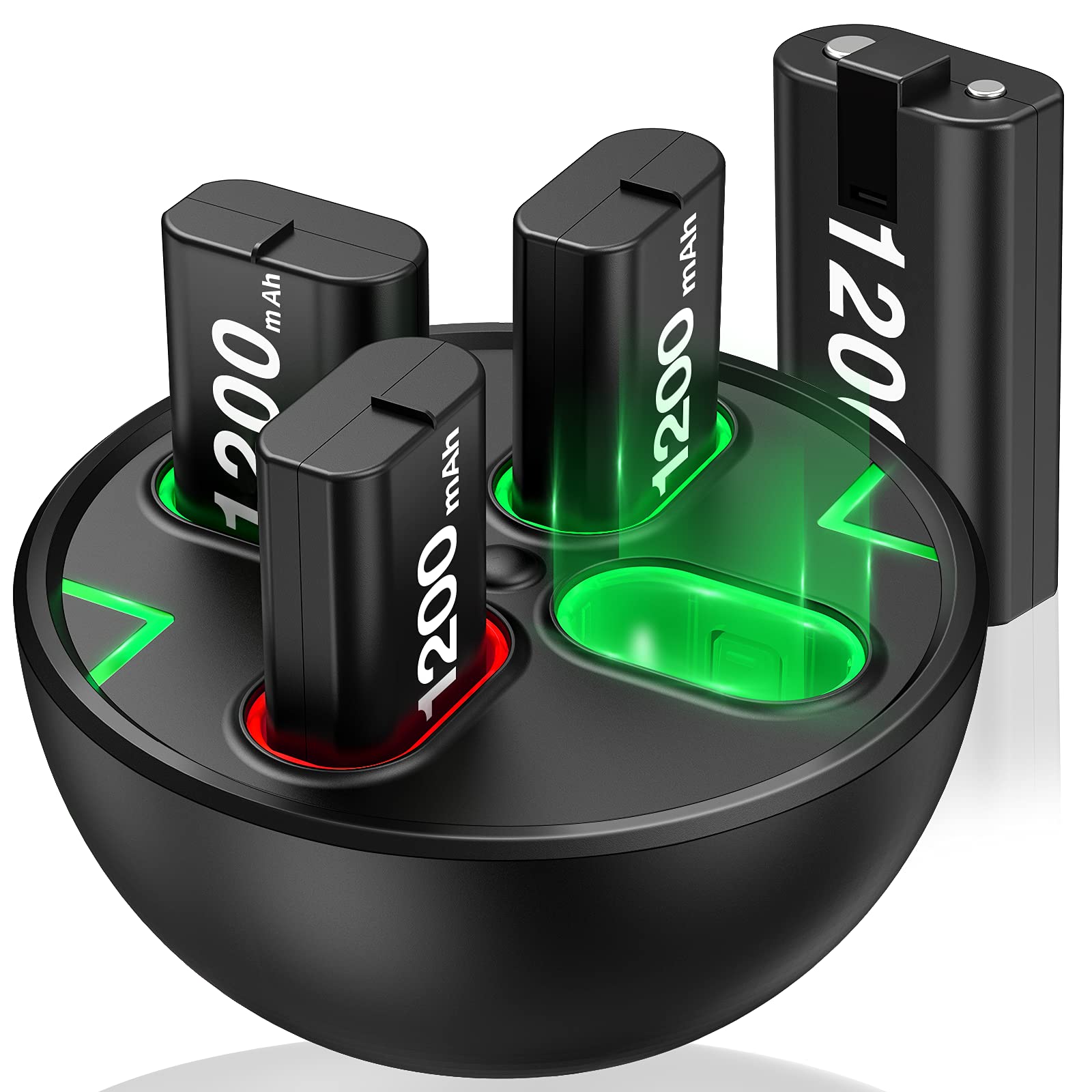 CYROCOOL Charger for Xbox One Controller Battery Pack, with 4 x 1200mAh Rechargeable Xbox Series X Battery Charger Charging Kit for Xbox Series S/X, Xbox One X/S/Elite Controllers