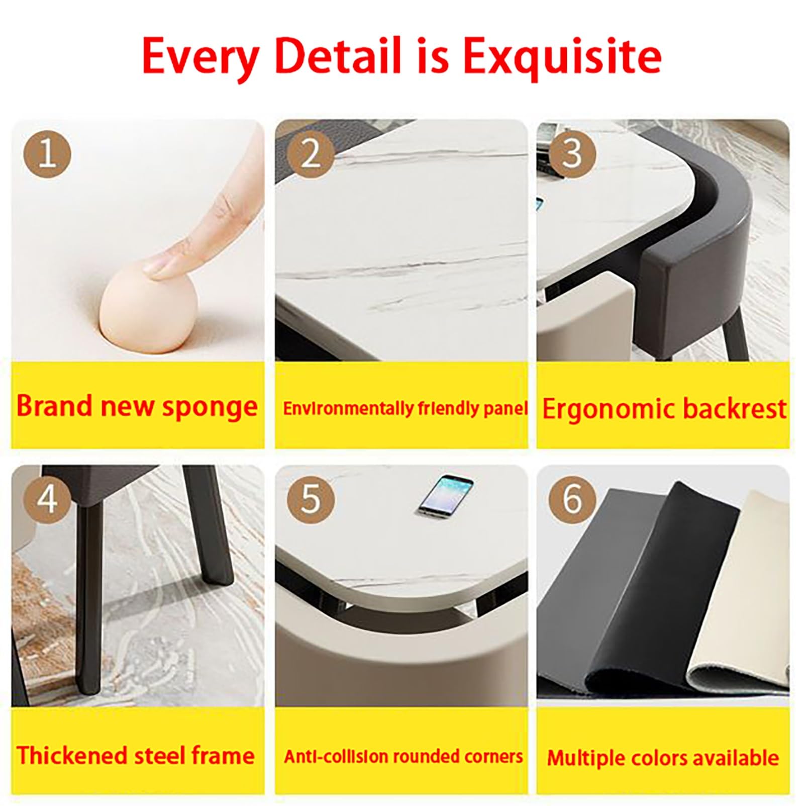 Dining Table Set Table Imitation Marble Top Dining Room Table Set for Small Spaces, Kitchen Table and Chairs for 4, Dining Set w/ 4 Chairs, Padded Seats & Backrests, Wooden Frame ( Color : White round