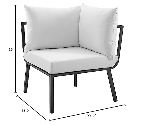 Modway Riverside Outdoor Furniture, Corner Chair, Gray White