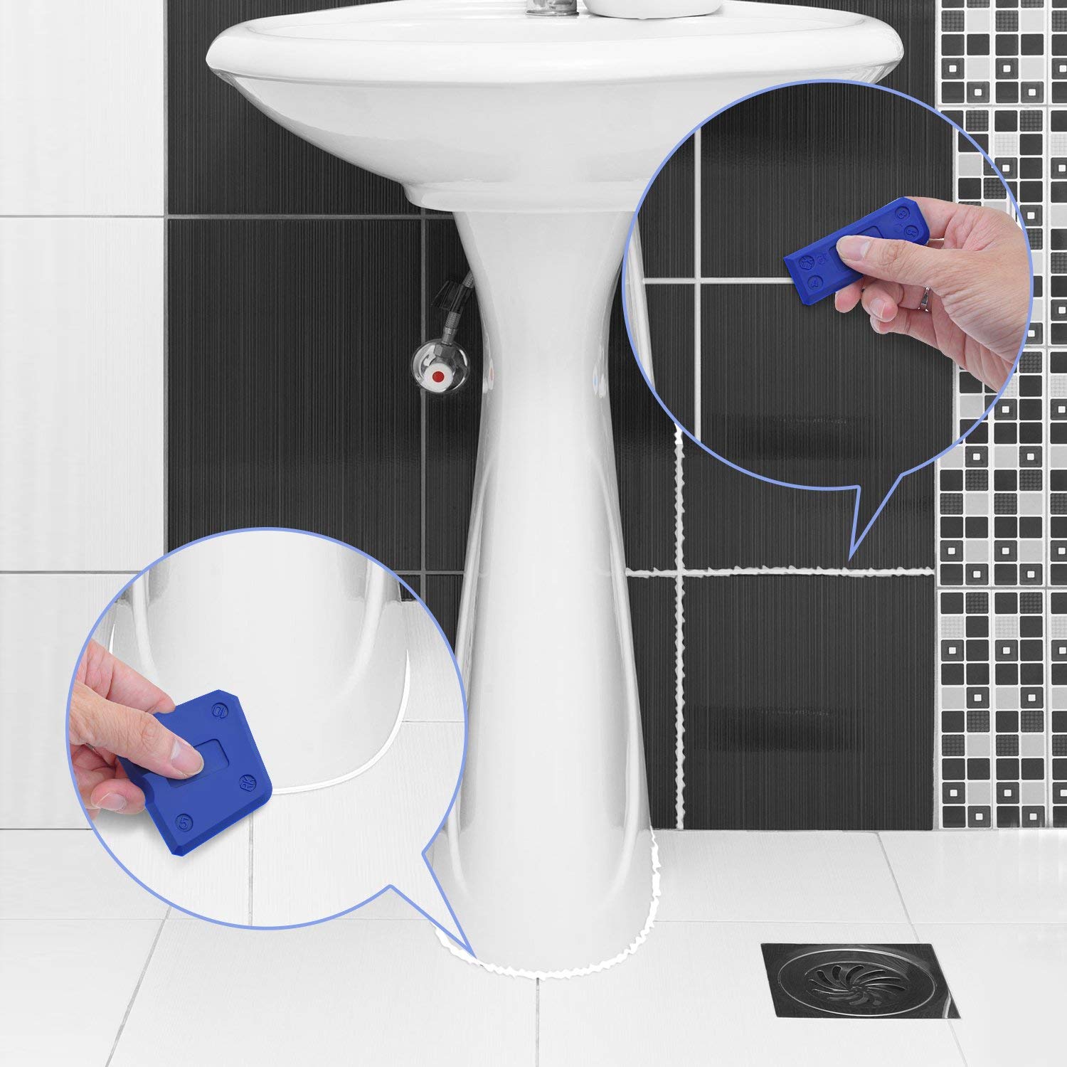 Hotop 4 Pieces Caulk Tool Kit Sealant Silicone Finishing Tools Caulking Tools for Silicone Sealant Grout Finishing Sealing (Blue)