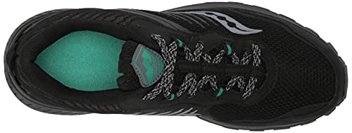Saucony Women's Excursion TR15 Trail Running Shoe, Black/Jade, 8.5 Wide