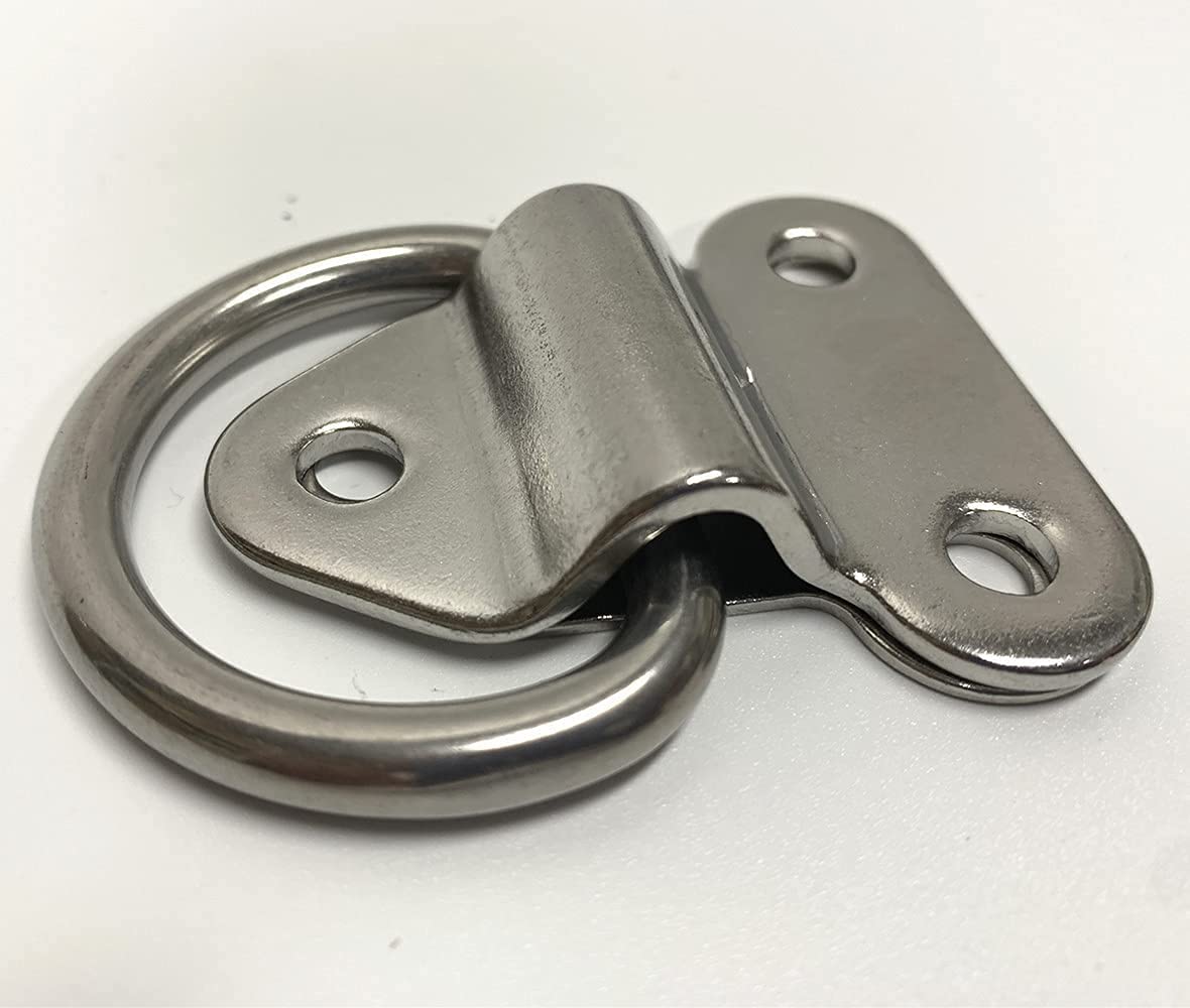 D Shape Folding Pad Eye - Boat Tie Down Anchor Hook Deck Accessories for Truck, Kayaks, Trailer, Caravan