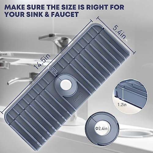 Kitchen Sink Splash Guard 17.56β Longer, Splash Guard for Sink, Kitchen Faucet Splash Guard, Fully Wrapped, Silicone Faucet Handle Drip Catcher Tray, Sink Protectors Faucet Mat for Kitchen Bathroom