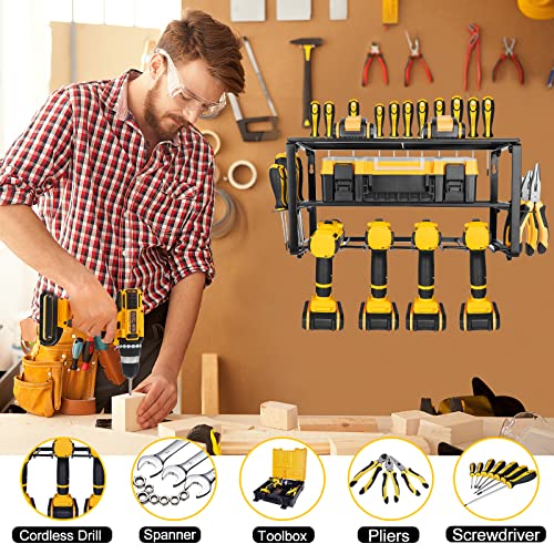XYNB Power Tool Organizer, Drill Storage Rack Power Tool Organizer Wall Mount Drill Holder Wall Mount Drill Rack Removable Design