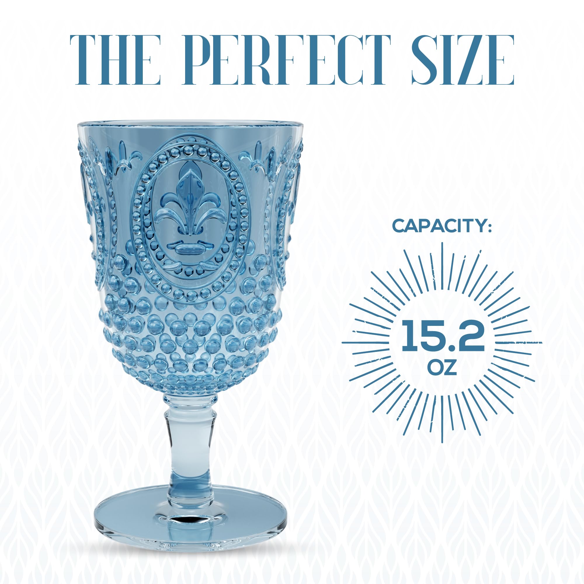 elle decor Acrylic Wine Goblets | Set of 4, 15-Ounce | Unbreakable Acrylic Wine Glasses | Reusable Plastic, Shatterproof Long Stemmed Water Glasses | Bar Drinking Cups (Blue)